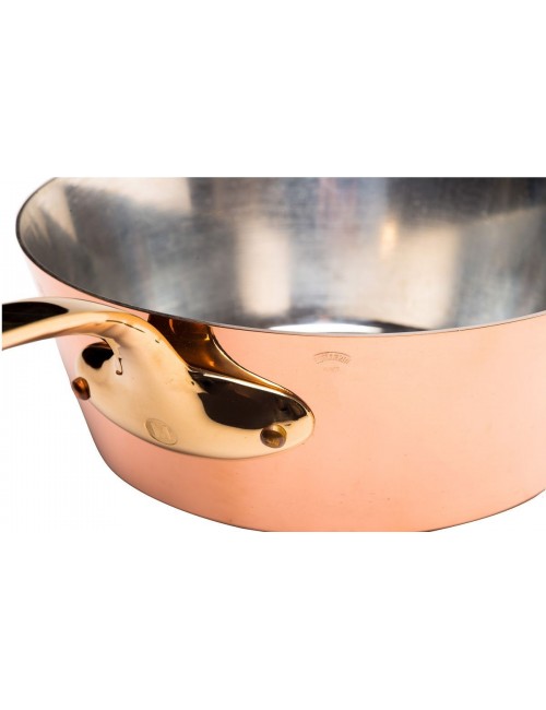 SPLAYED SAUTE PAN IN COPPER TIN EXTRA THICK WITH BRONZE HANDLE-COOKING ...