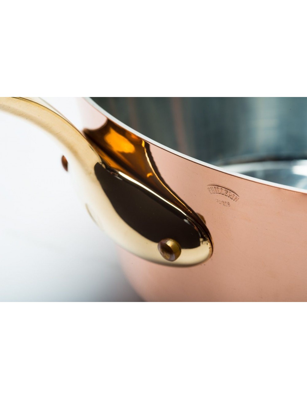 SPLAYED SAUTE PAN IN COPPER TIN EXTRA THICK WITH BRONZE HANDLE-COOKING ...