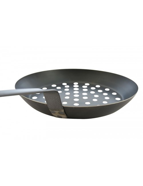 CHESTNUT PAN IN BLACK STEEL D28-COOKING UTENSIL